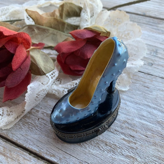 Blue Crystals trinket box Blue Enamel High heel shoe trinket box ...