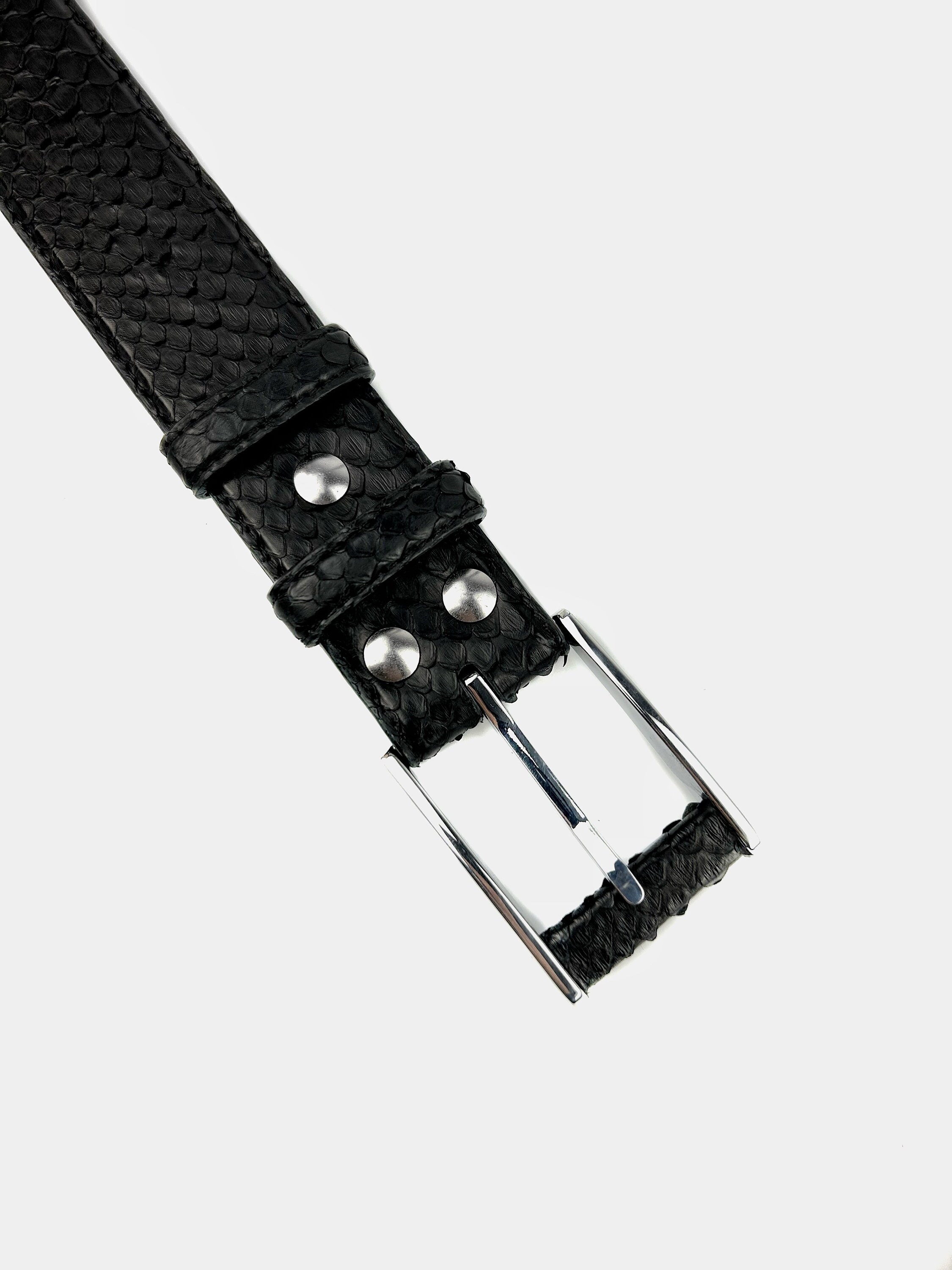 Python Leather Belt, Handmade Belt, 1 1/2 Width, Black Color, High ...