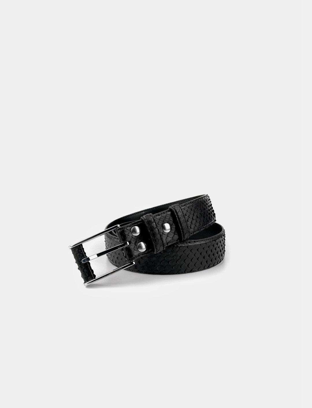 Python Leather Belt, Handmade Belt, 1 1/2 Width, Black Color, High ...