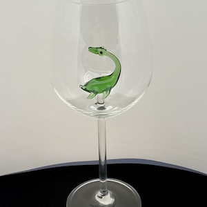 The 3D Green Stemmed Loch Ness Monster Crystal Wine Glass- Handcrafted ...