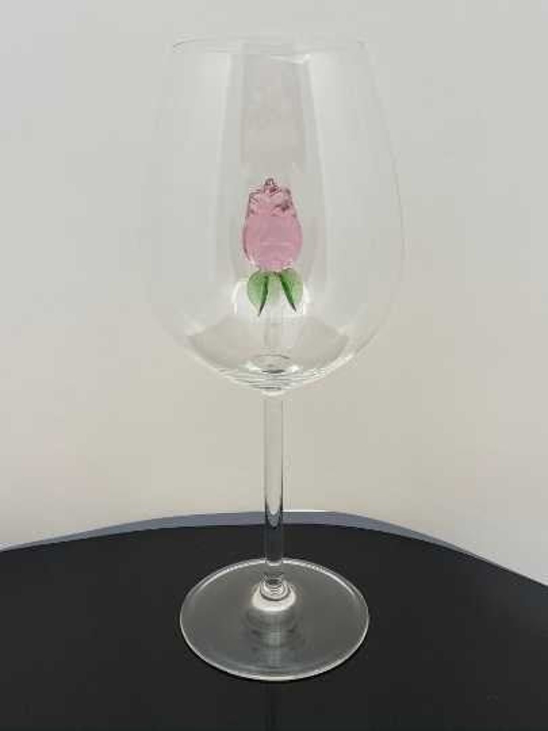 Pink Rose Wine Glass – Handcrafted Lead-free Crystal Glass, Limited ...