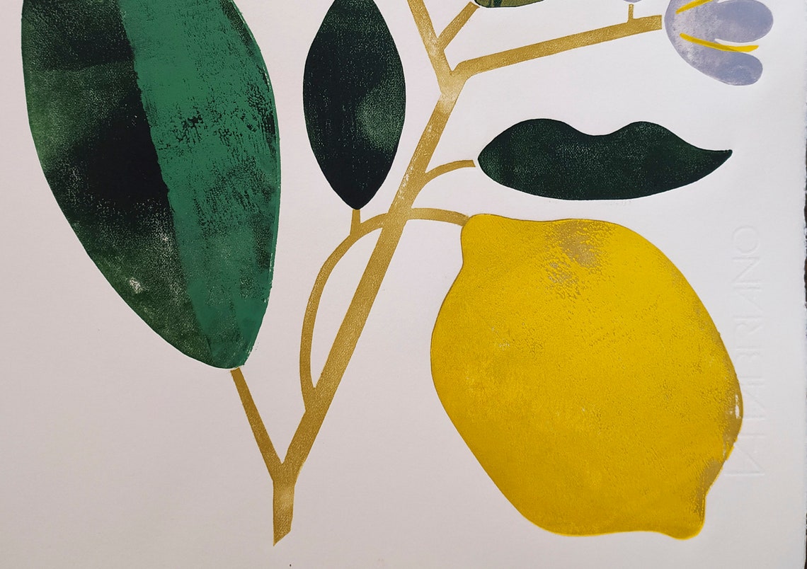 Wall Decor Printed Linocut Hand Made Art Print Limited Edition Home ...