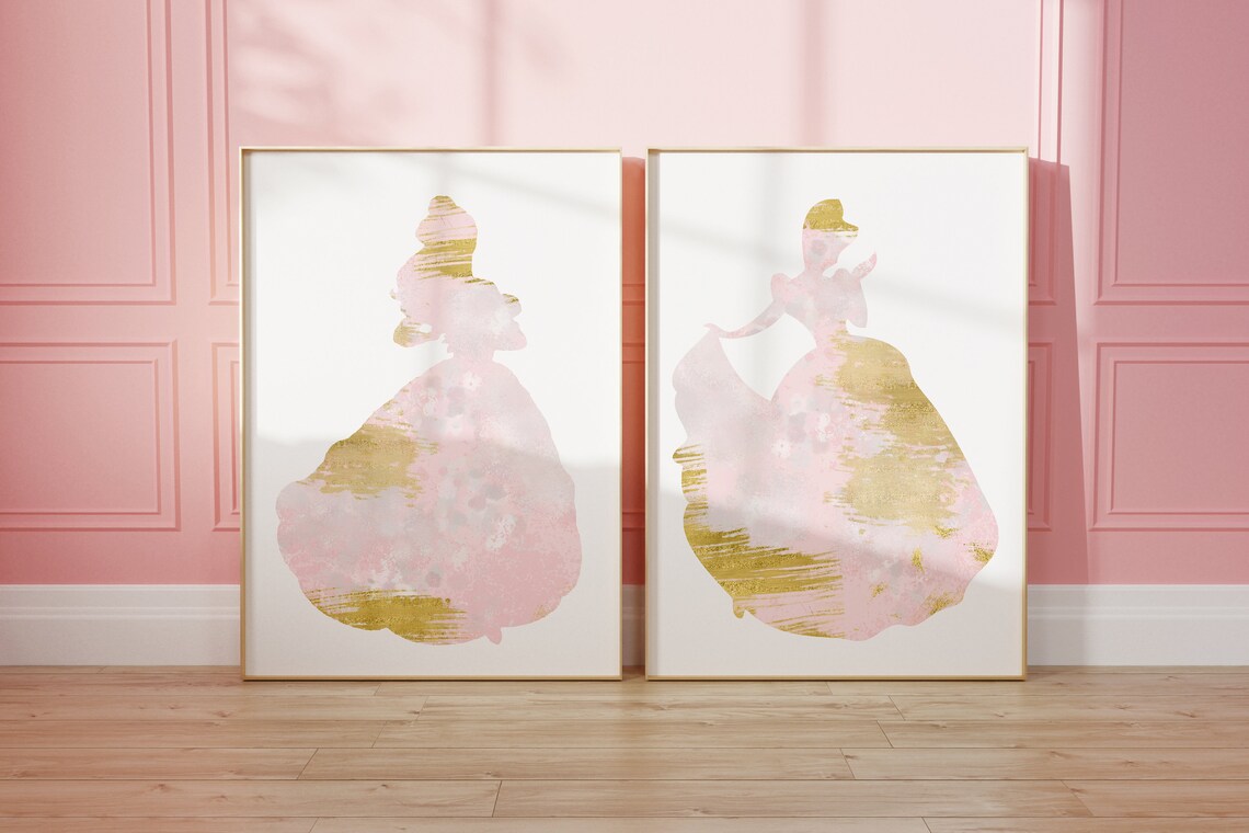Princess Wall Art Print Set Wall Art Princess Nursery - Etsy