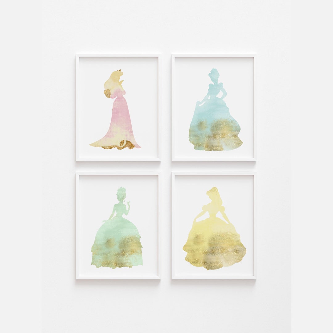 Framed Princess Picture | Princess Nursery Decor | Set of 4 Princess ...