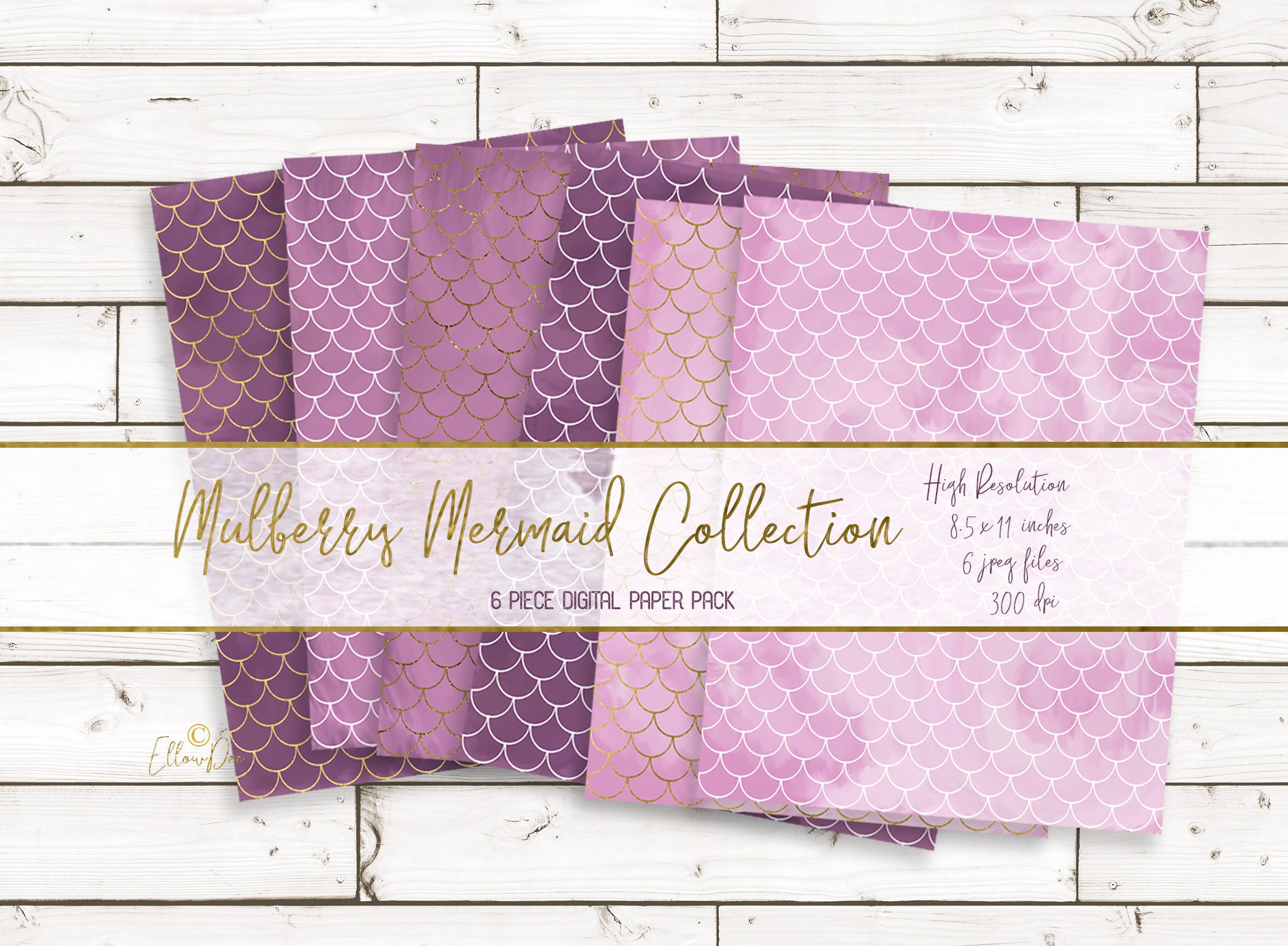 Glitter Scrapbooking Gold Mermaid Purple Mermaid Mermaid Digital Paper ...