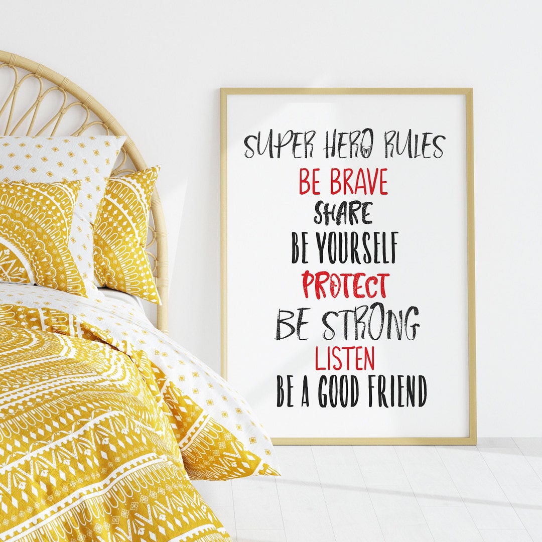 Superhero Rules, Kids Decor, Superhero, Nursery Decor, Spiderman Gift ...