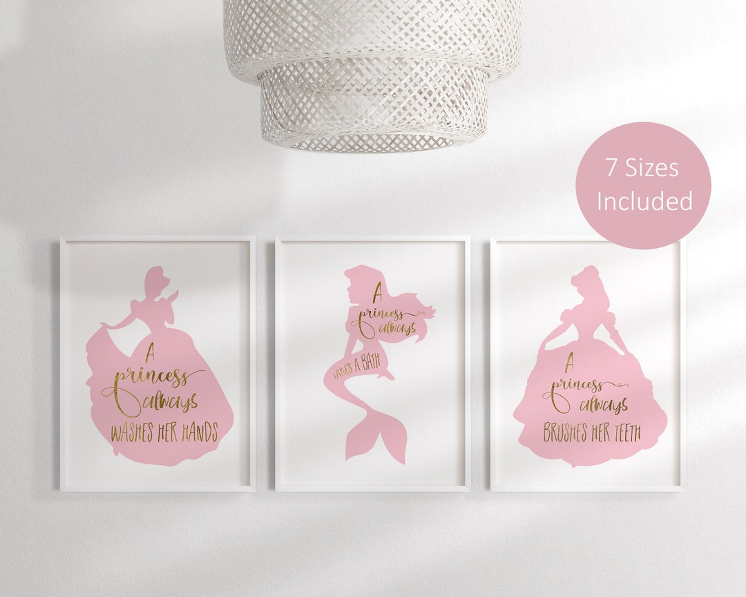 Princess Decor, Princess Bathroom Wall Art, Princess Nursery, Baby ...