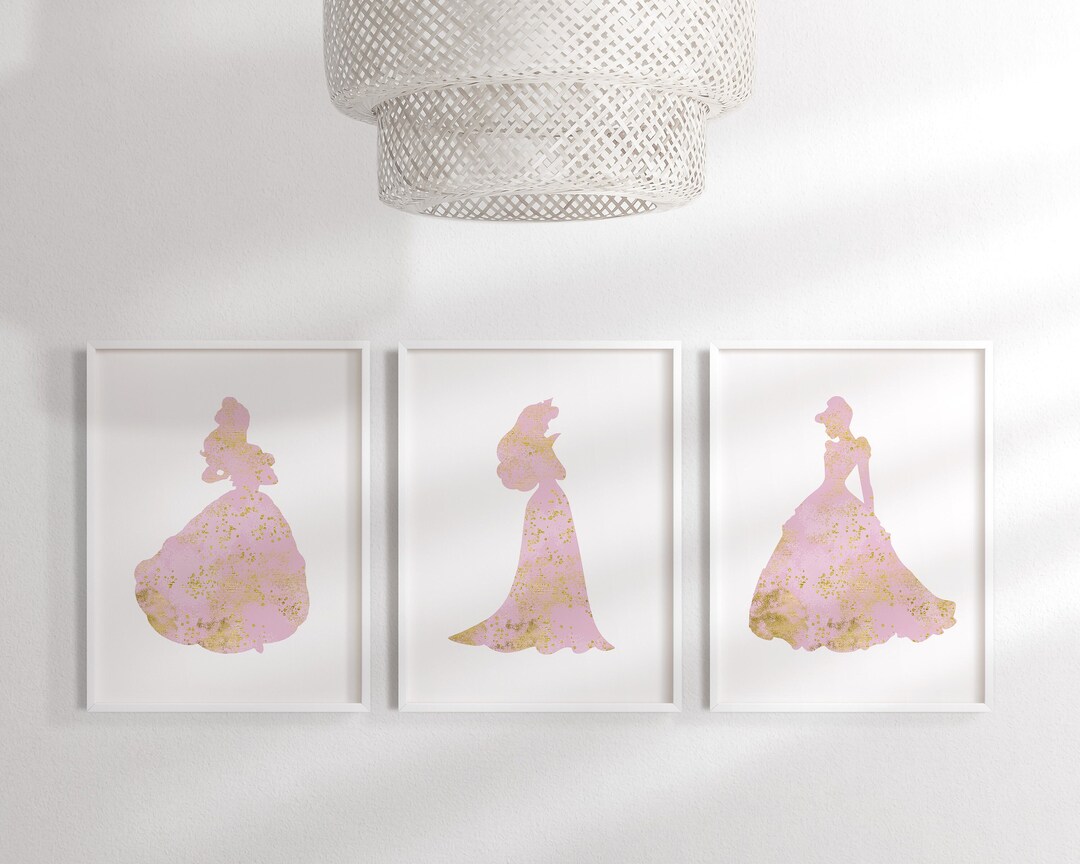 Framed Princess Picture | Princess Nursery Decor | Pink Princess Poster ...