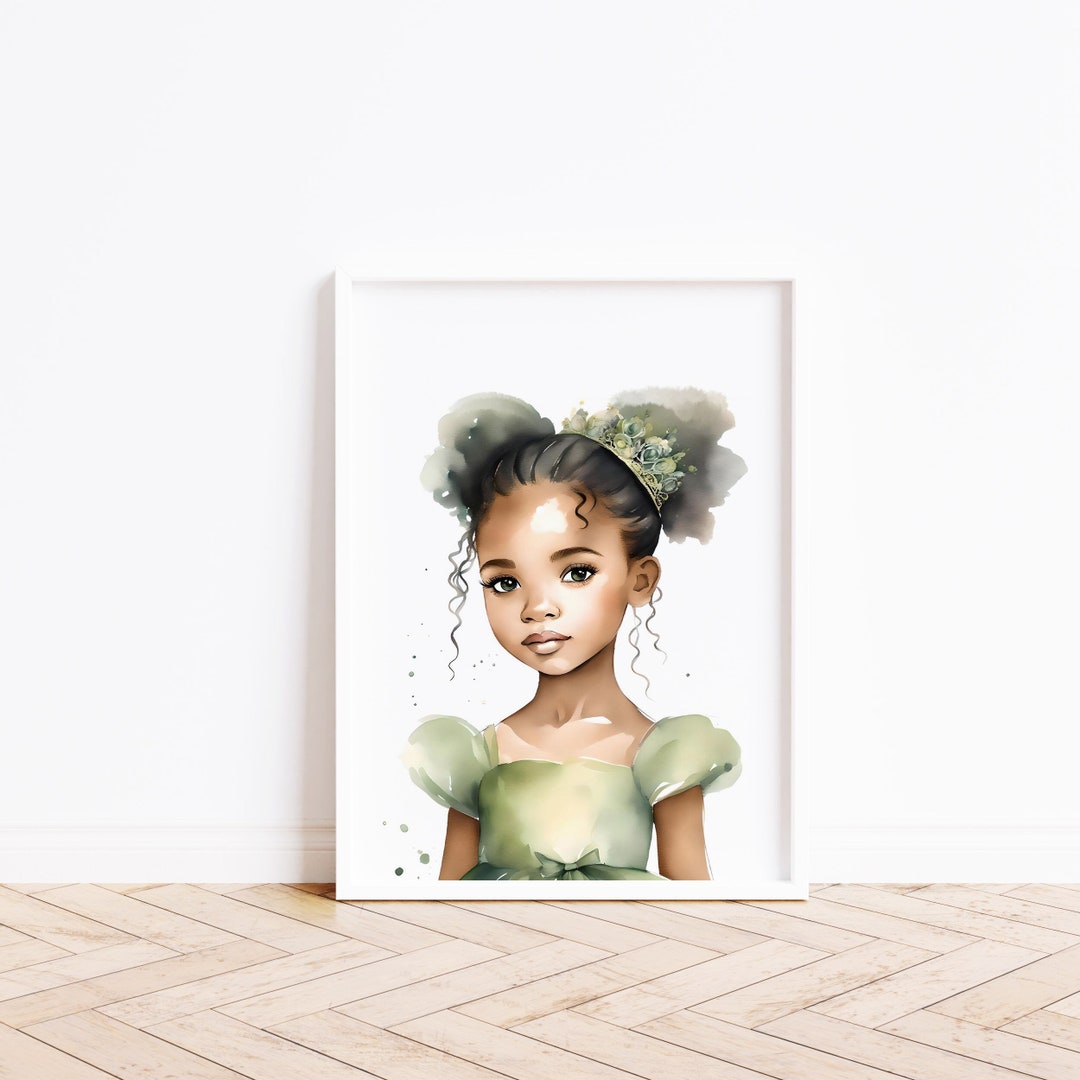 Framed Princess Picture | Princess Nursery Decor | Black Princess ...
