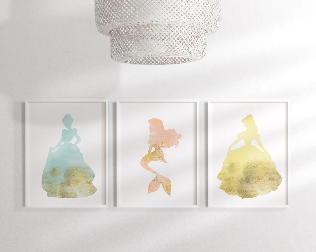 Framed Princess Picture | Princess Nursery Decor | Set of 3 Princess ...