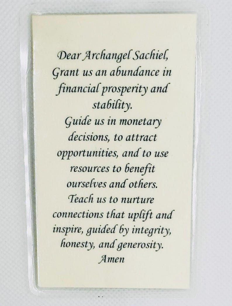 Archangel Sachiel Prayer Card for Prosperity, Abundance, and Divine ...