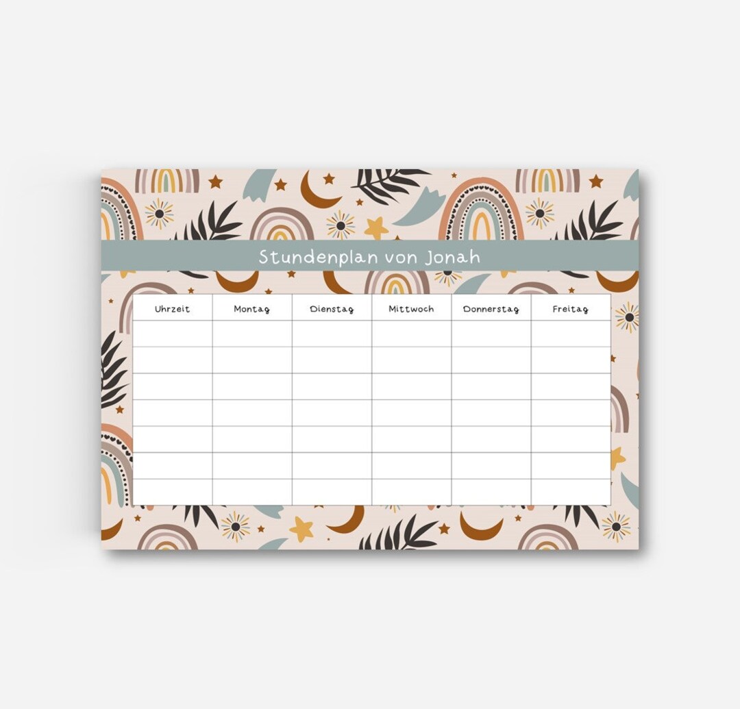 Timetable A4 Personalized 2x - Etsy