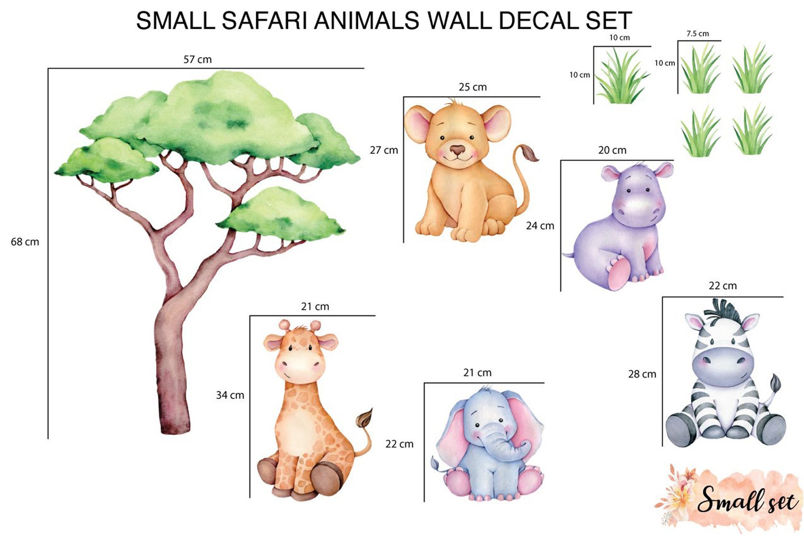 Small Safari Animals Wall Decals - Etsy