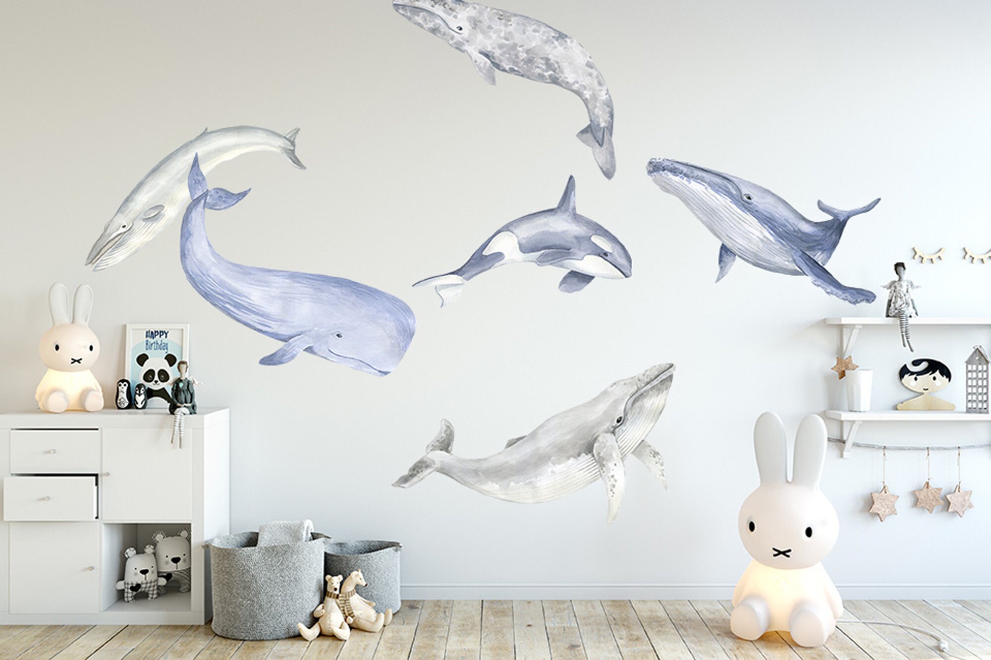 Watercolour Whale Decal Set - Etsy