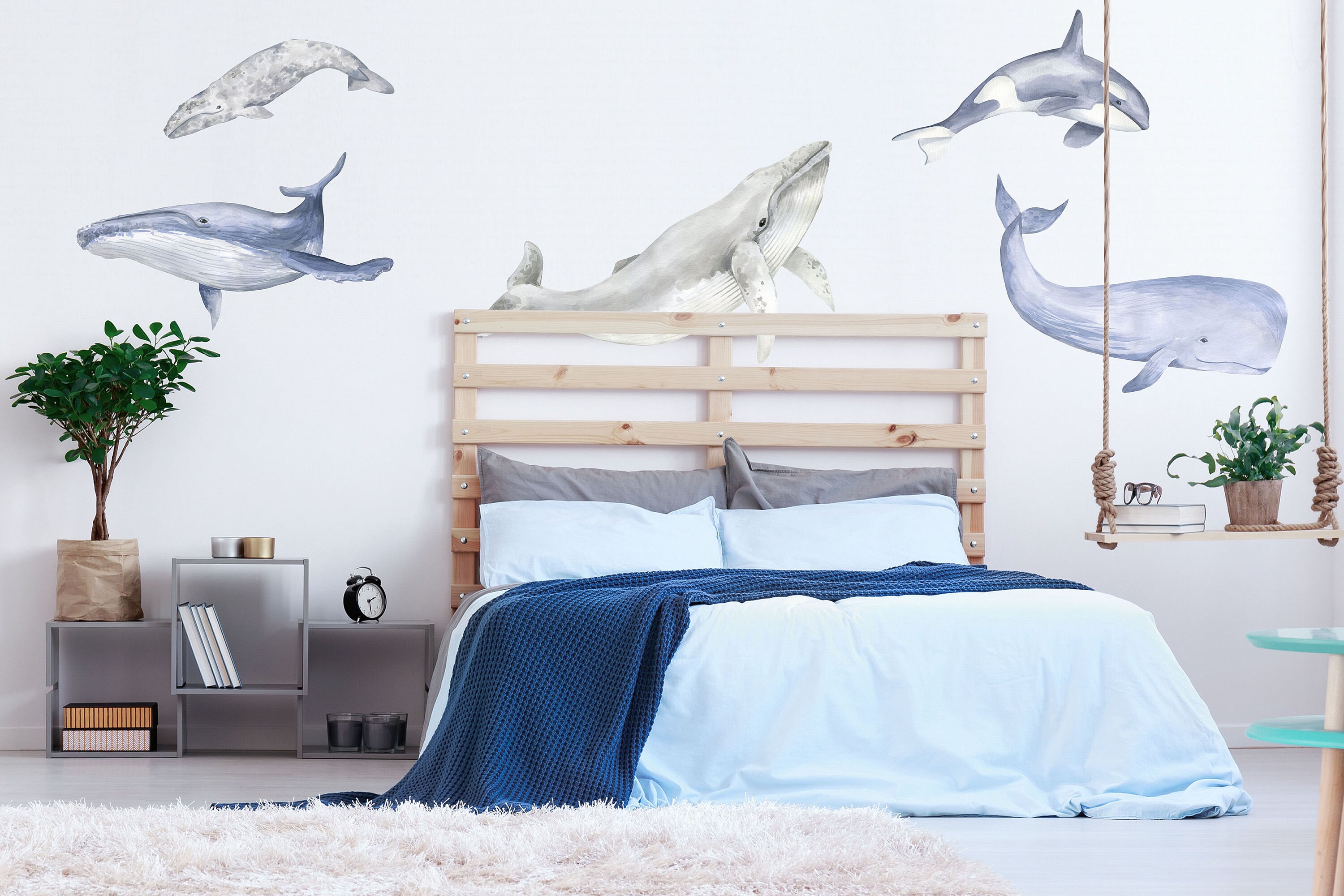 Watercolour Whale Decal Set - Etsy