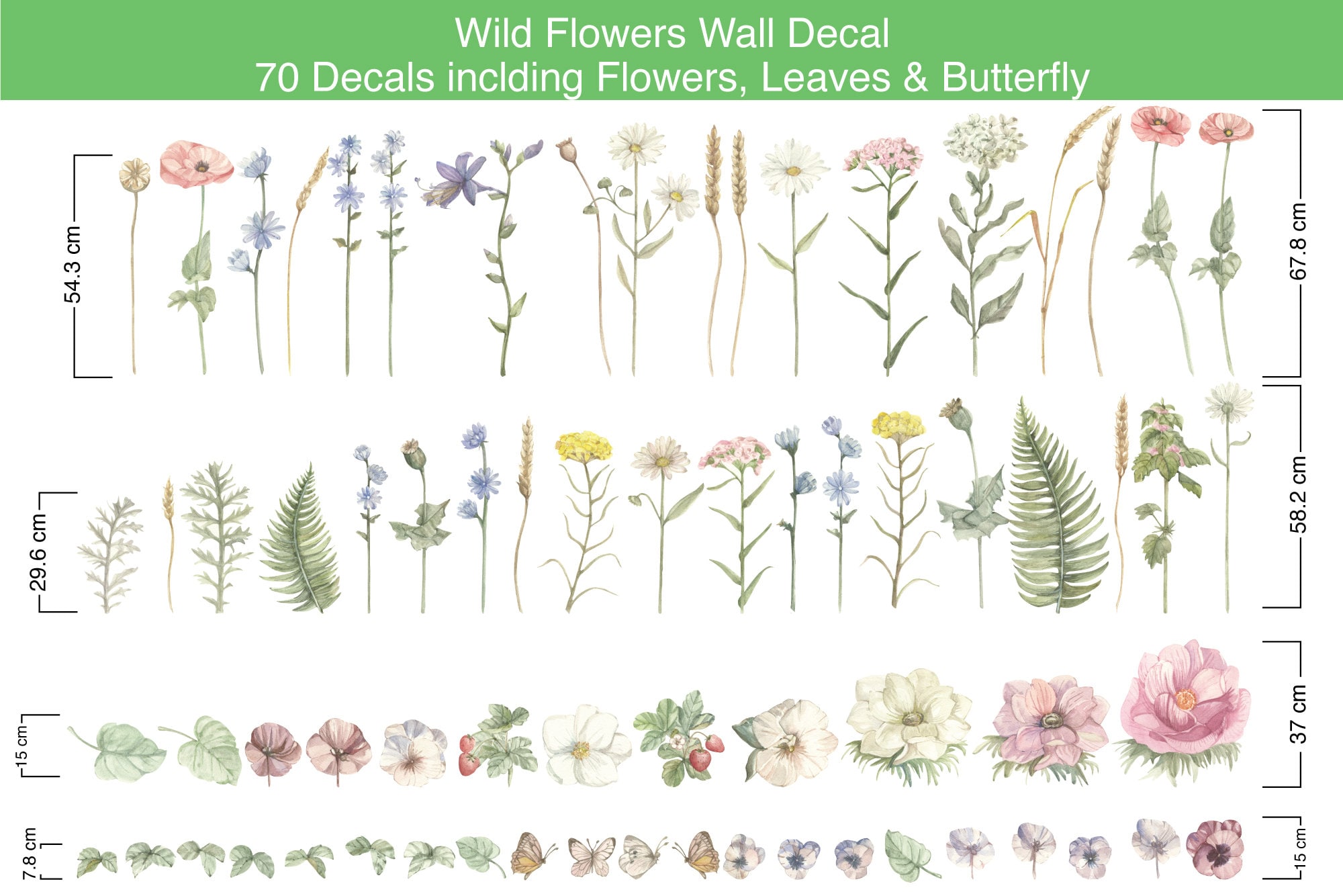 Wild Flowers Wall Decal - Etsy