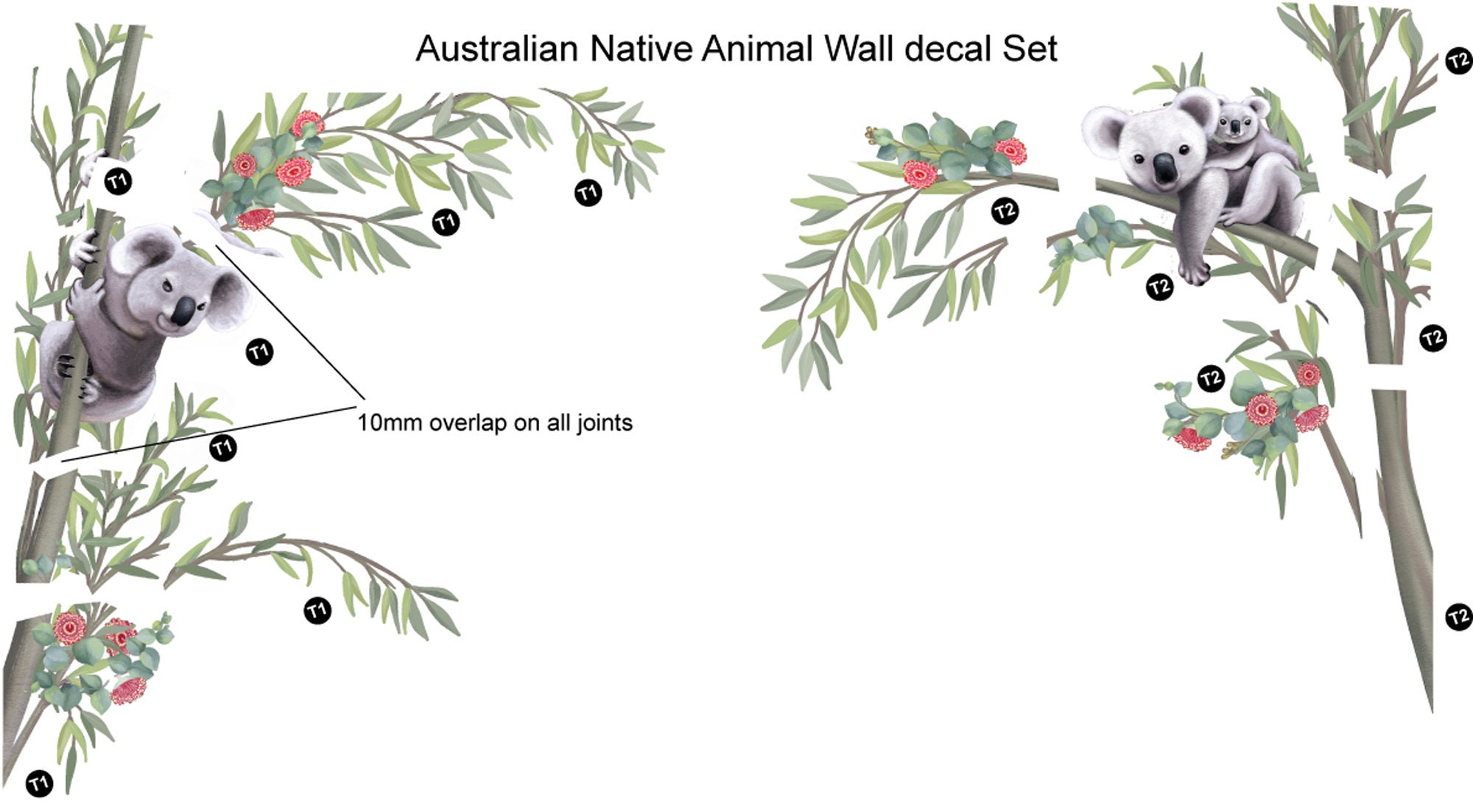 Australian Native Animal Wall Decal Set - Etsy Australia