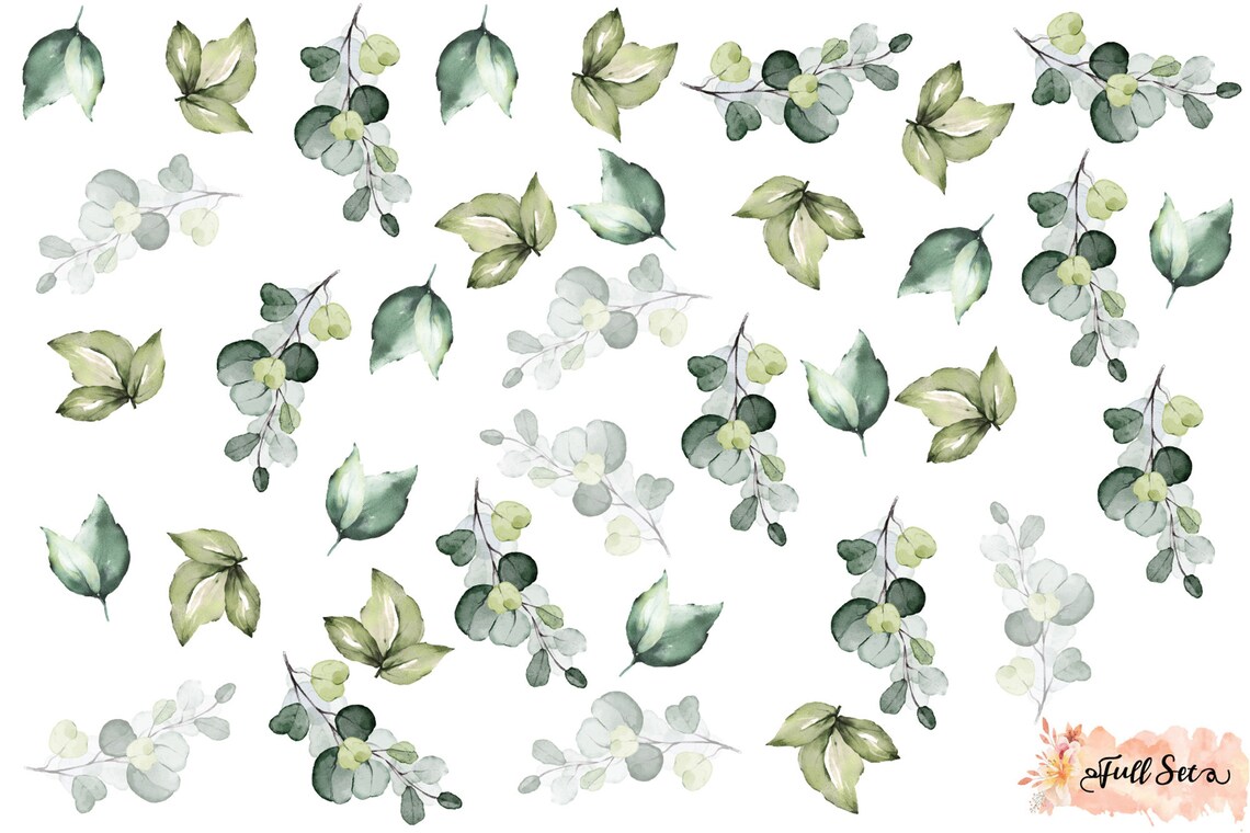 Green Foliage Wall Decal Set - Etsy