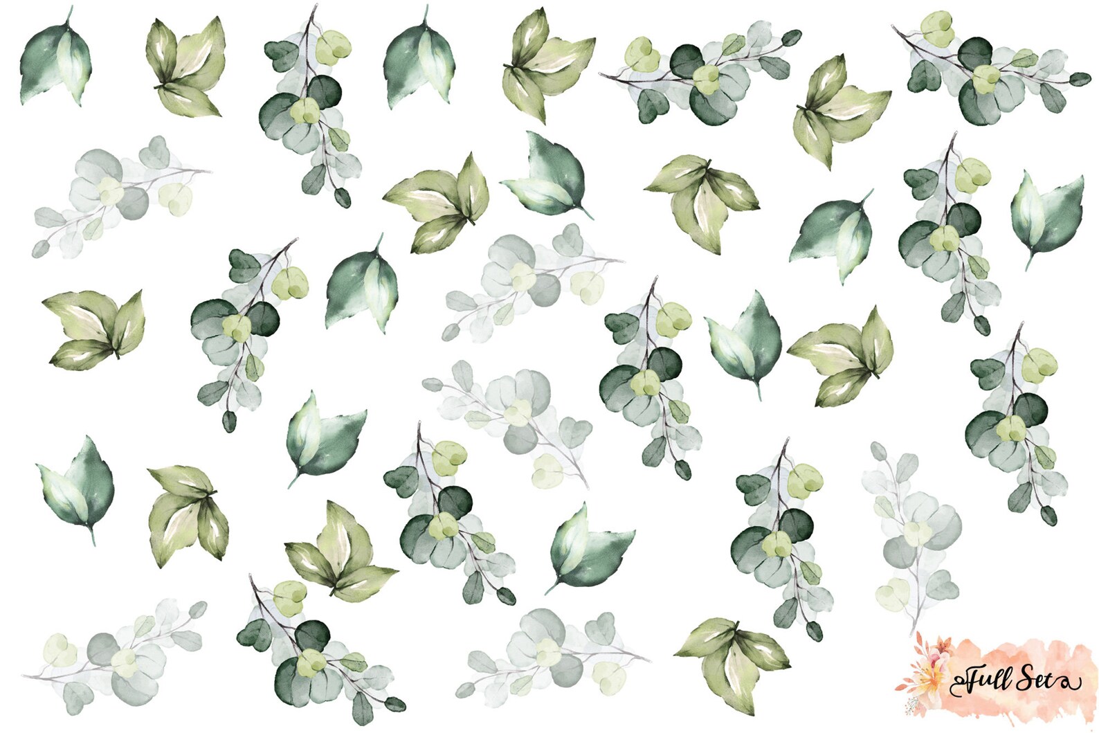 Green Foliage Wall Decal Set - Etsy