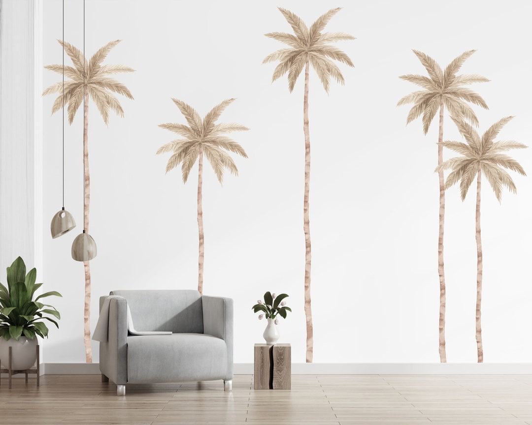 Palm Tree Beige Large Wall Decals | Beige Colour Palm Tree Wall Decals ...