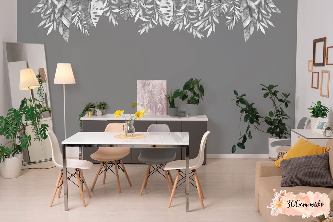 Tropical Forest Leaves Grey Style Fabric Wall Decals - Etsy