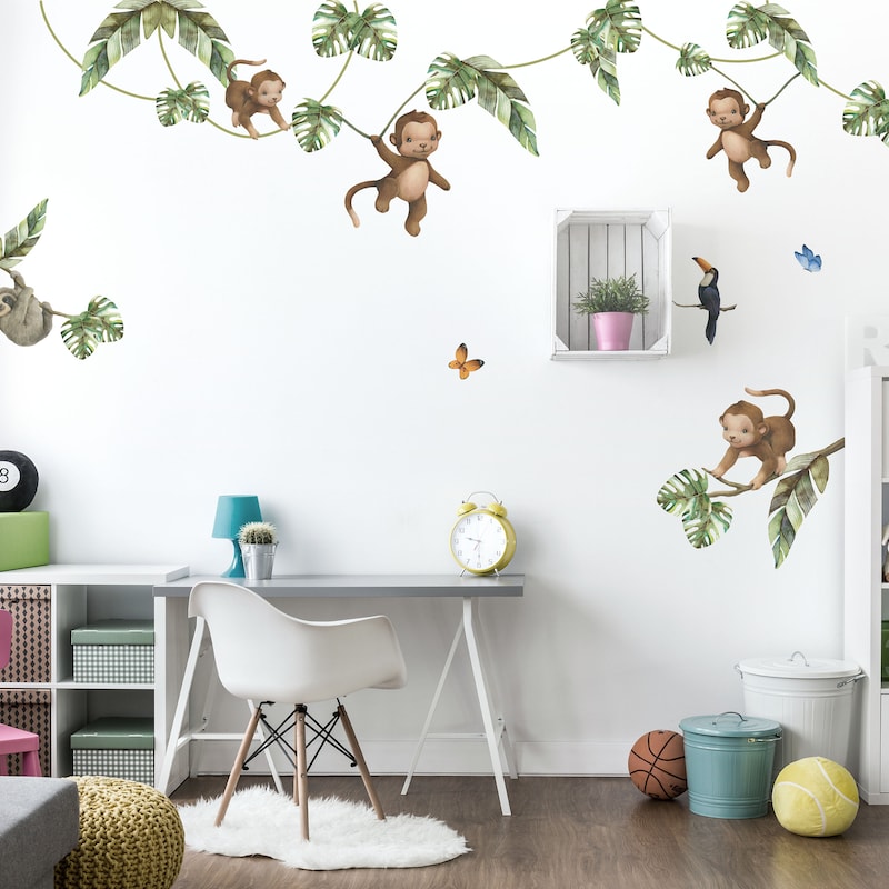 Monkey Wall Decal - Etsy