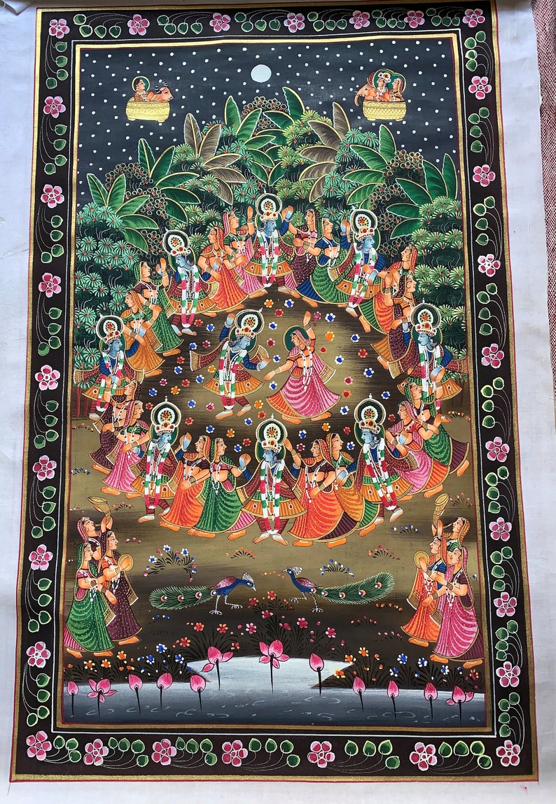 Hand Made Traditional Rass Paintings of Krishna Radha Krishna - Etsy