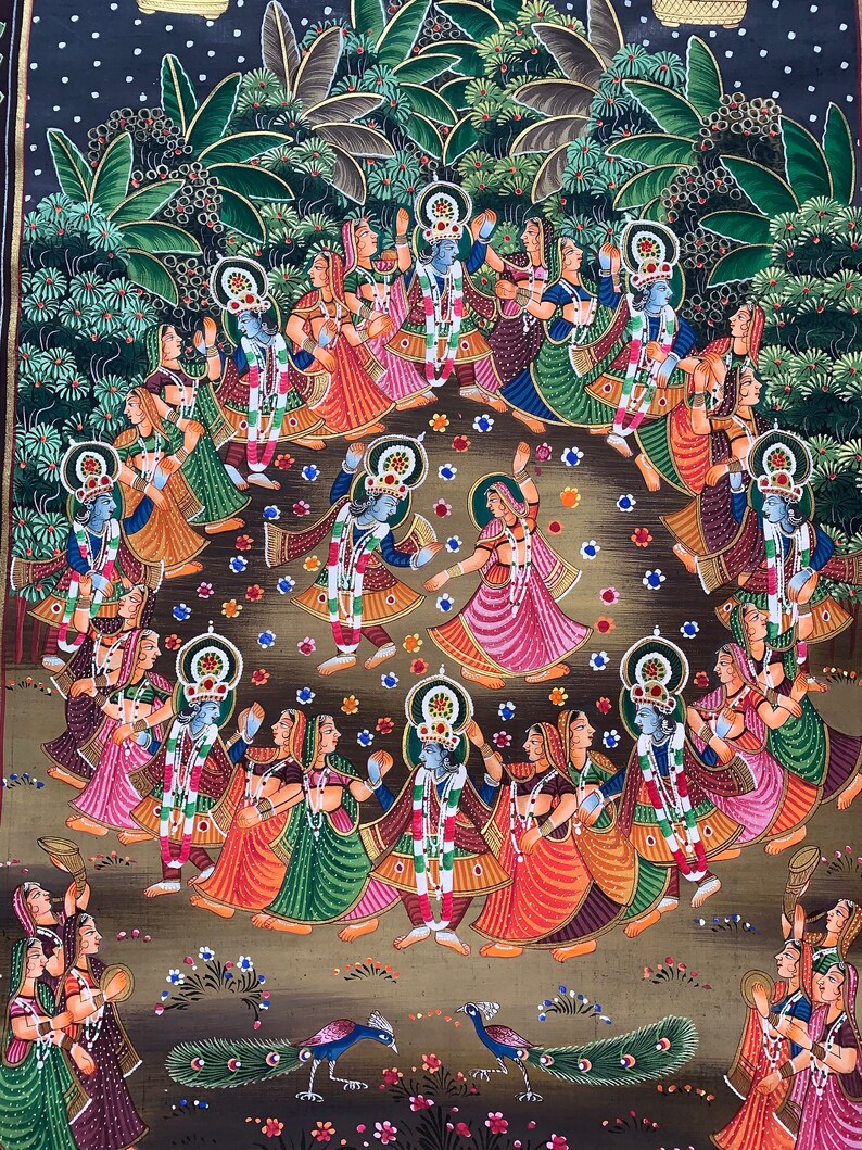 Hand Made Traditional Rass Paintings of Krishna Radha Krishna - Etsy