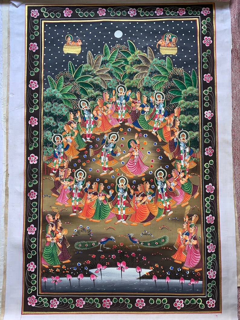 Hand Made Traditional Rass Paintings of Krishna Radha Krishna - Etsy