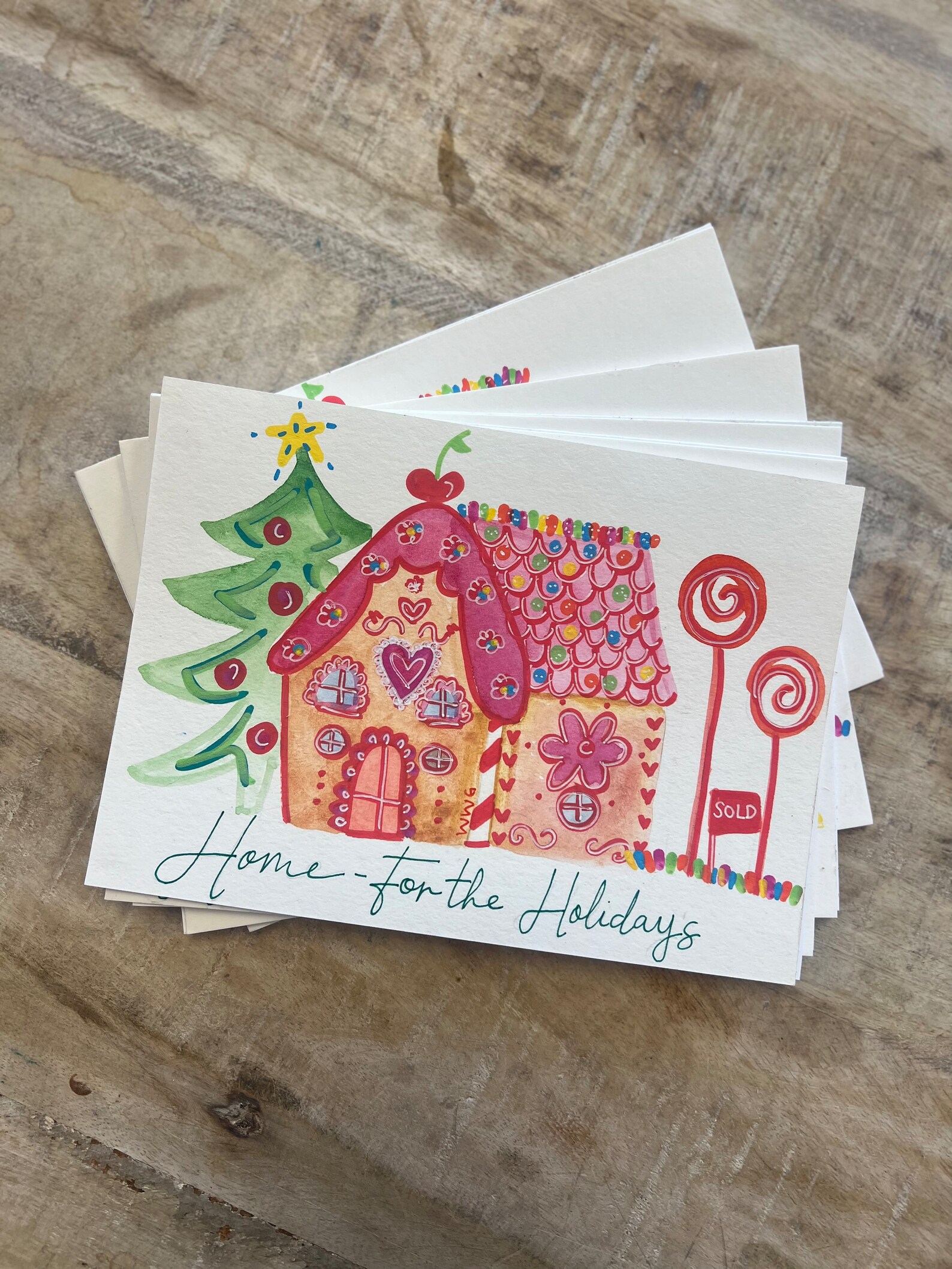Custom Hand Painted Christmas Cards for Real-estate- Each Hand Painted ...