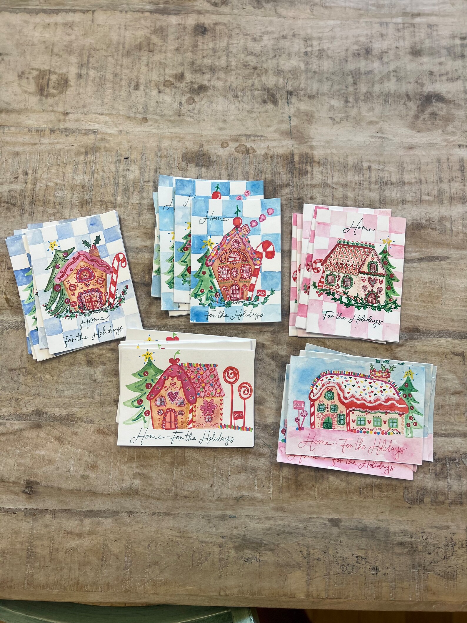 Custom Hand Painted Christmas Cards for Real-estate- Each Hand Painted ...