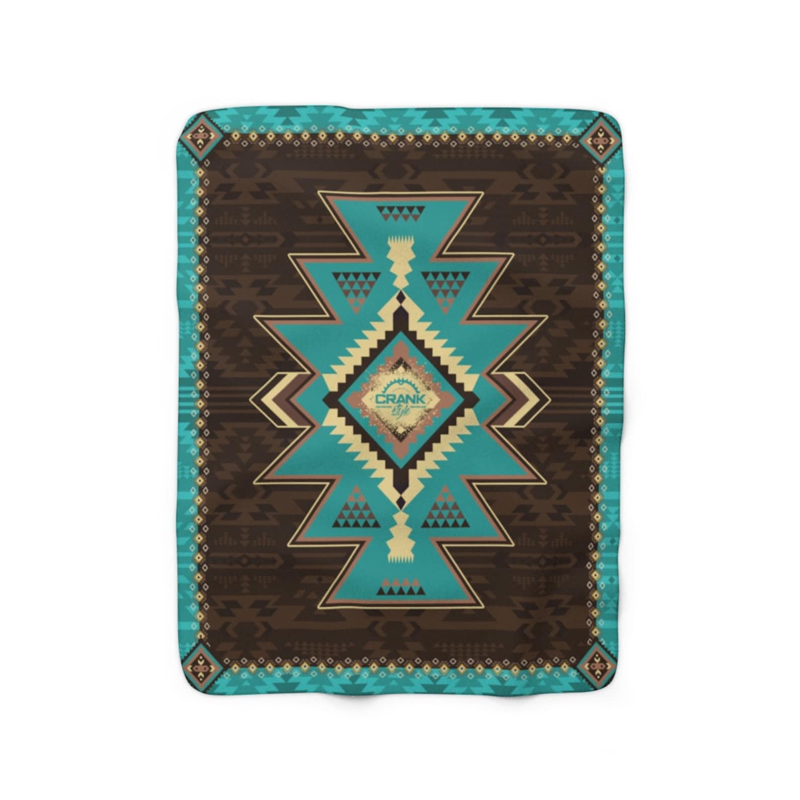 Aztec Turquoise & Brown Sherpa Fleece Blanket - Etsy
