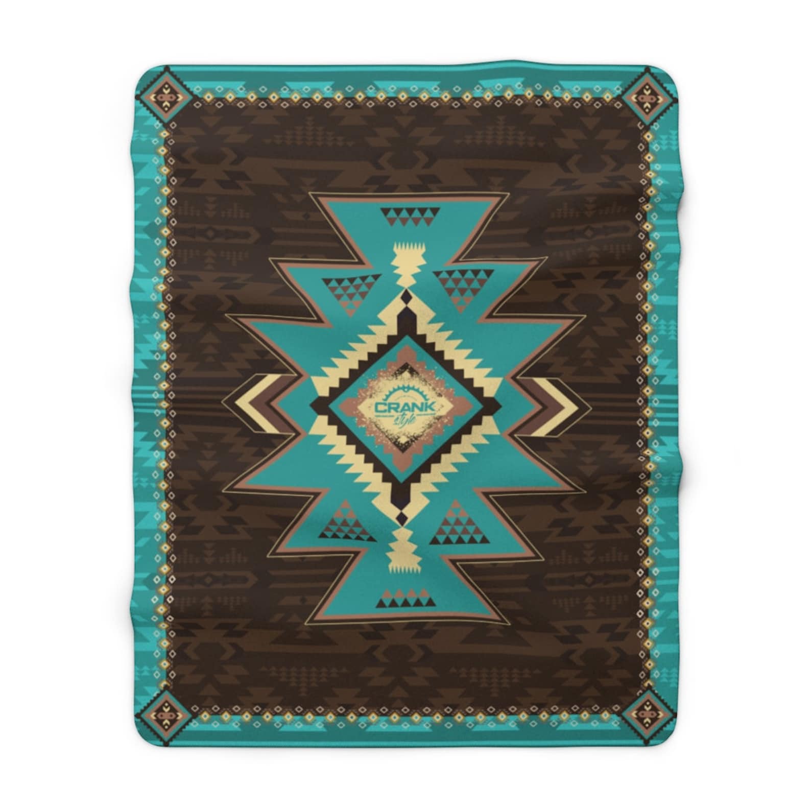 Aztec Turquoise & Brown Sherpa Fleece Blanket - Etsy