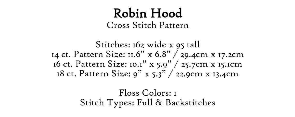 Robin Hood - Cross Stitch Pattern Digital Download Only - Etsy