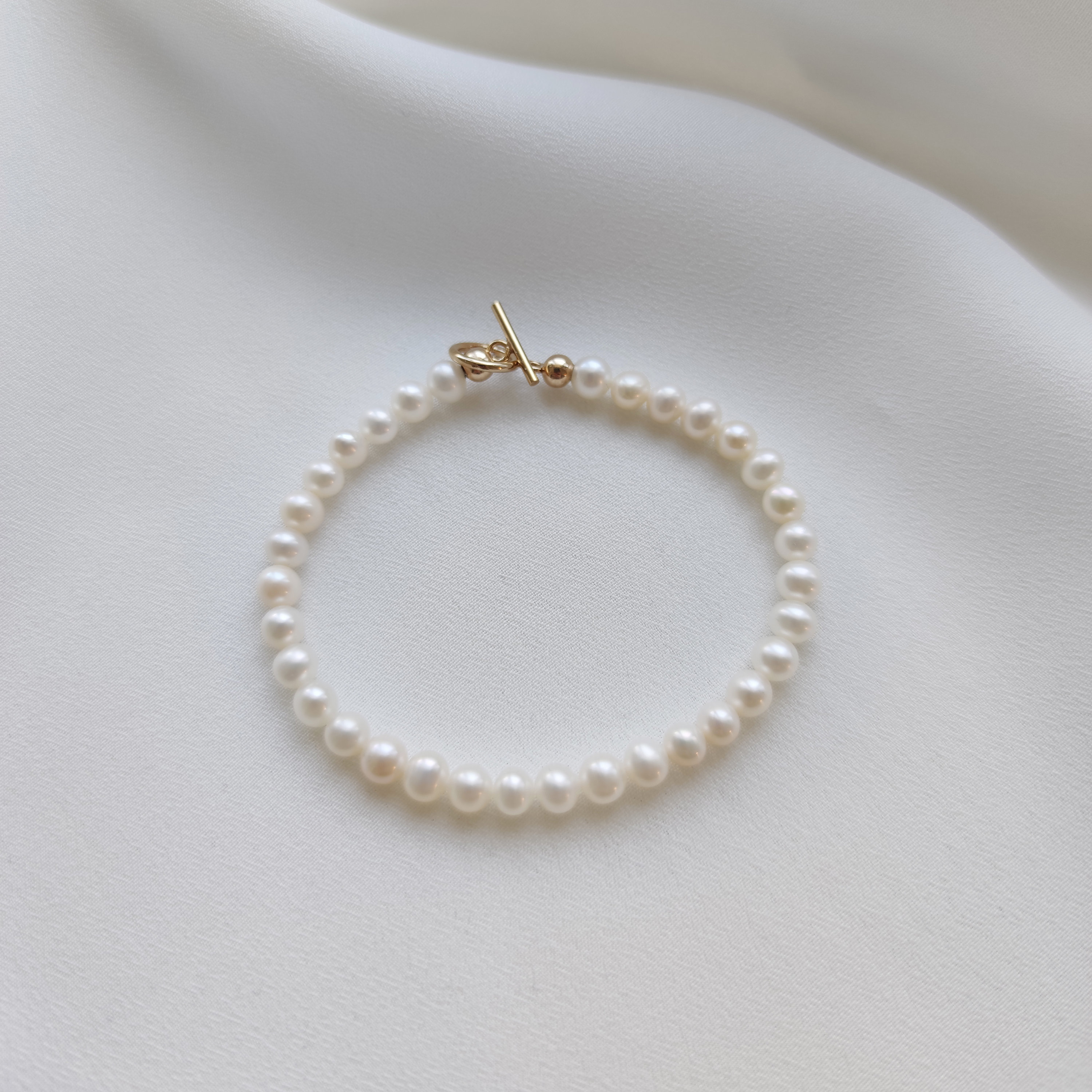 Dainty 14K Gold AAA Pearl Necklace and Bracelet Gift Set/real - Etsy