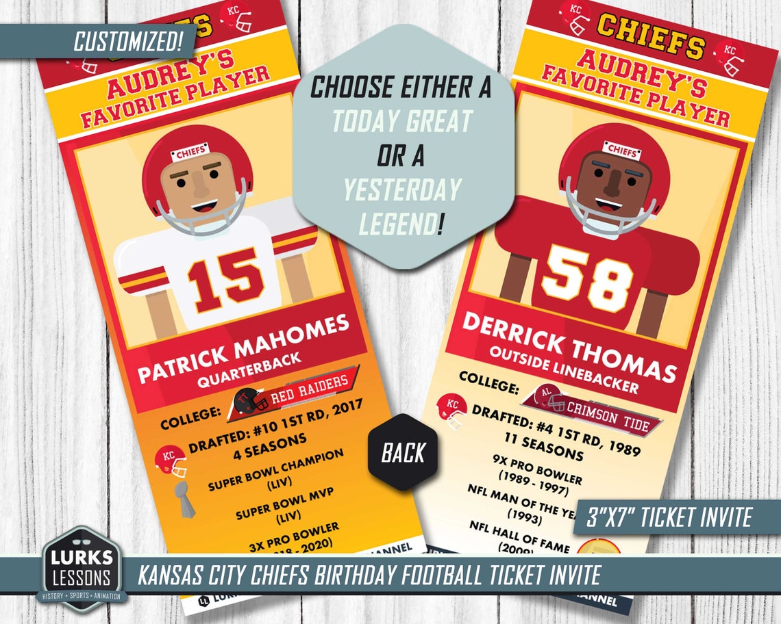 Kansas City Chiefs Themed Birthday Ticket Invite Digital - Etsy