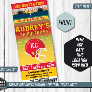Kansas City Chiefs Themed Birthday Ticket Invite Digital Download ...