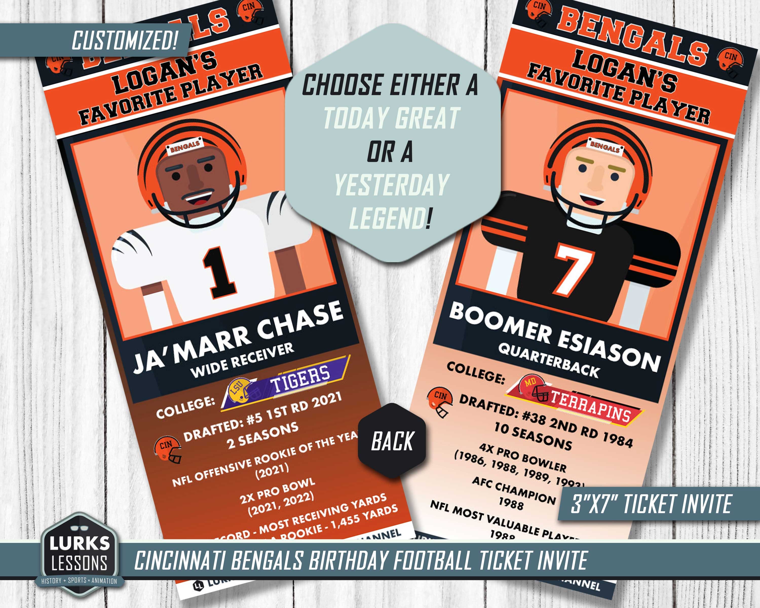 Cincinnati Bengals Themed Birthday Ticket Invite Digital Download ...