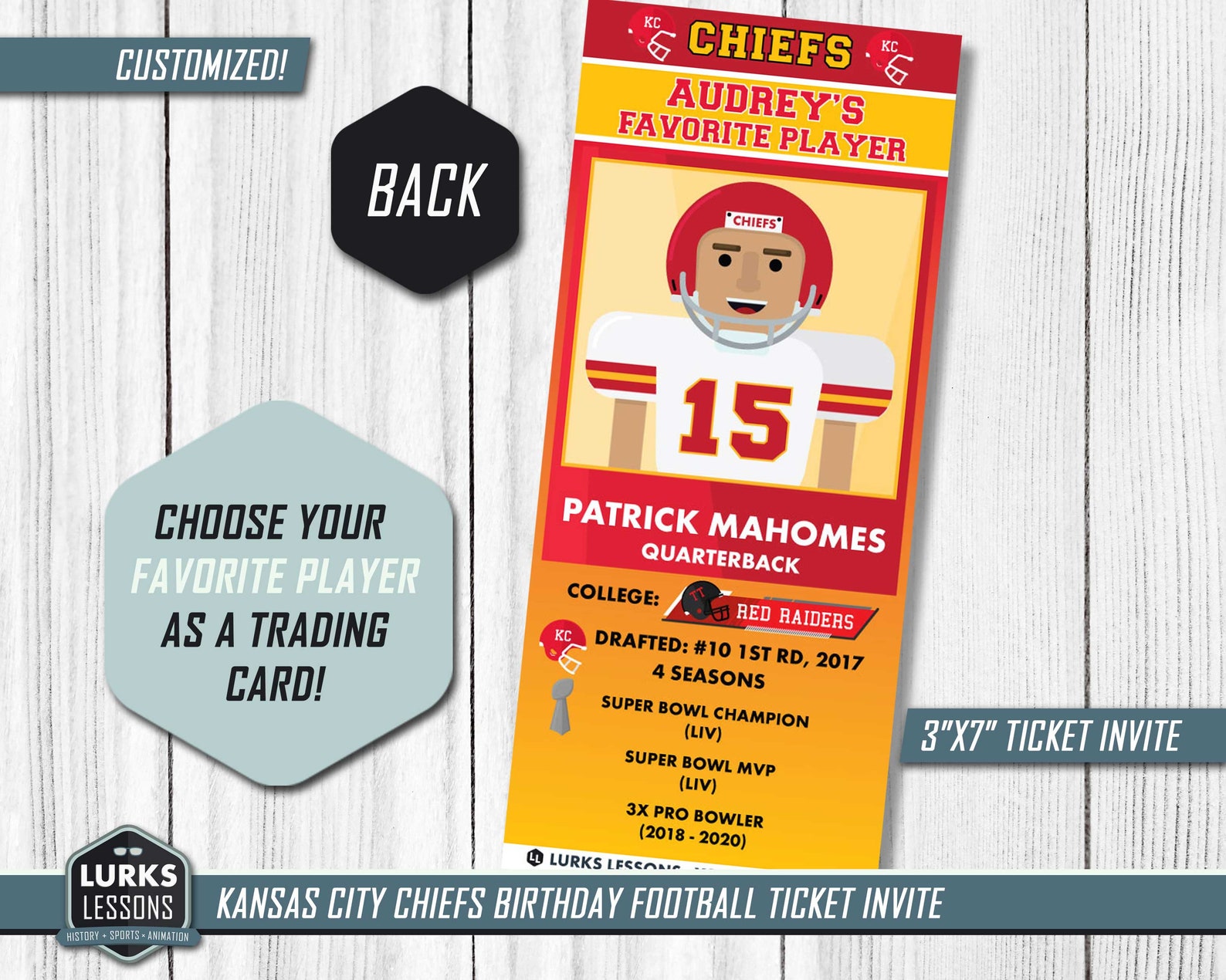 Kansas City Chiefs Themed Birthday Ticket Invite Digital - Etsy