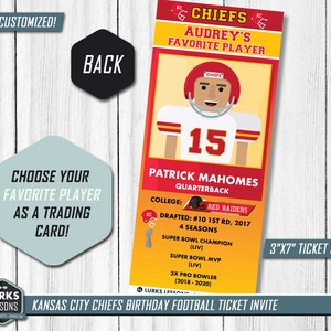 Kansas City Chiefs Themed Birthday Ticket Invite Digital - Etsy