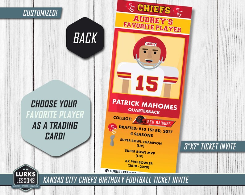 Kansas City Chiefs Themed Birthday Ticket Invite Digital - Etsy