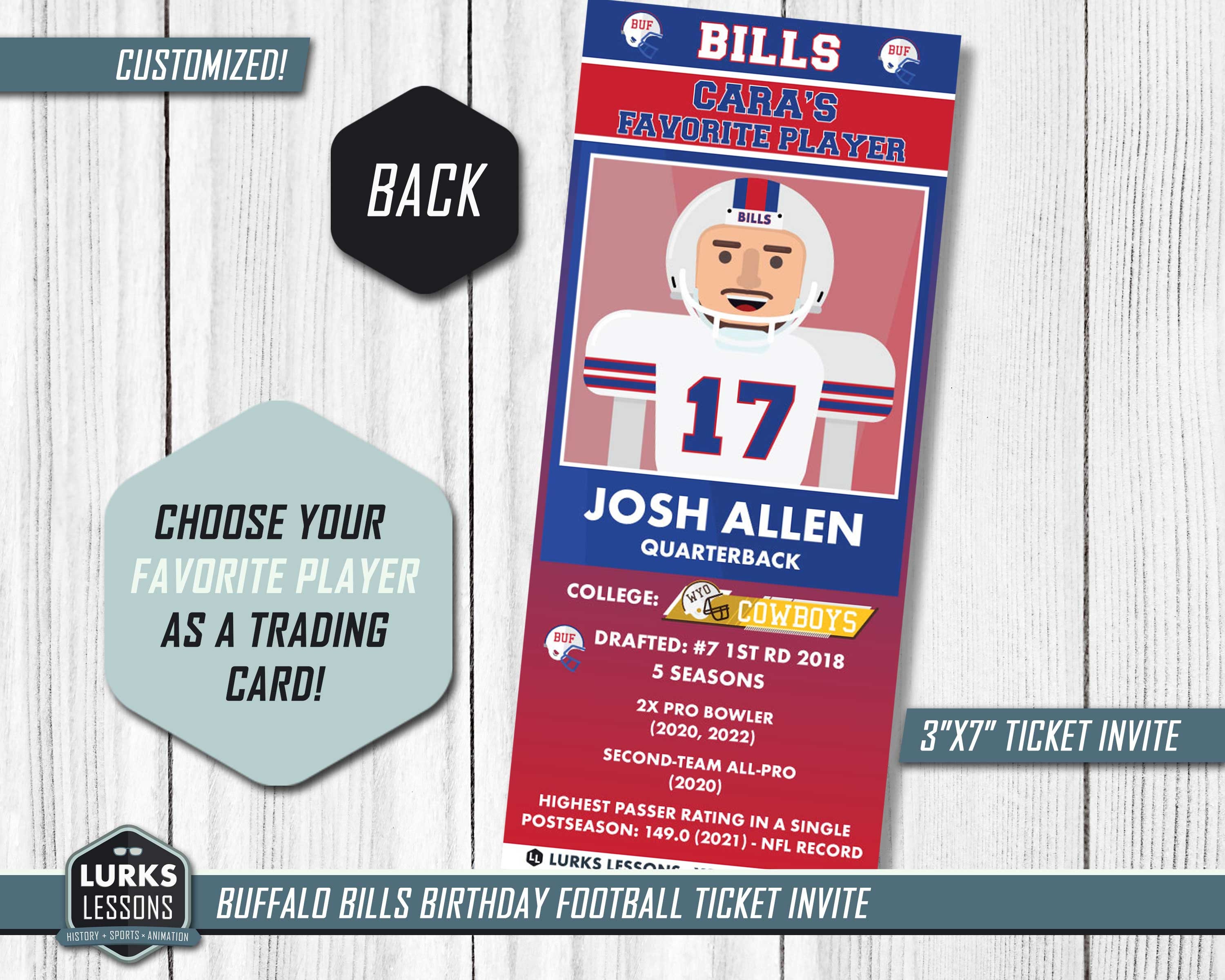 Buffalo Bills Themed Birthday Ticket Invite Digital Download Football ...