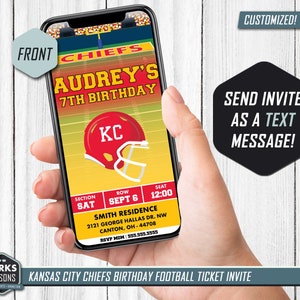 Kansas City Chiefs Themed Birthday Ticket Invite Digital Download ...