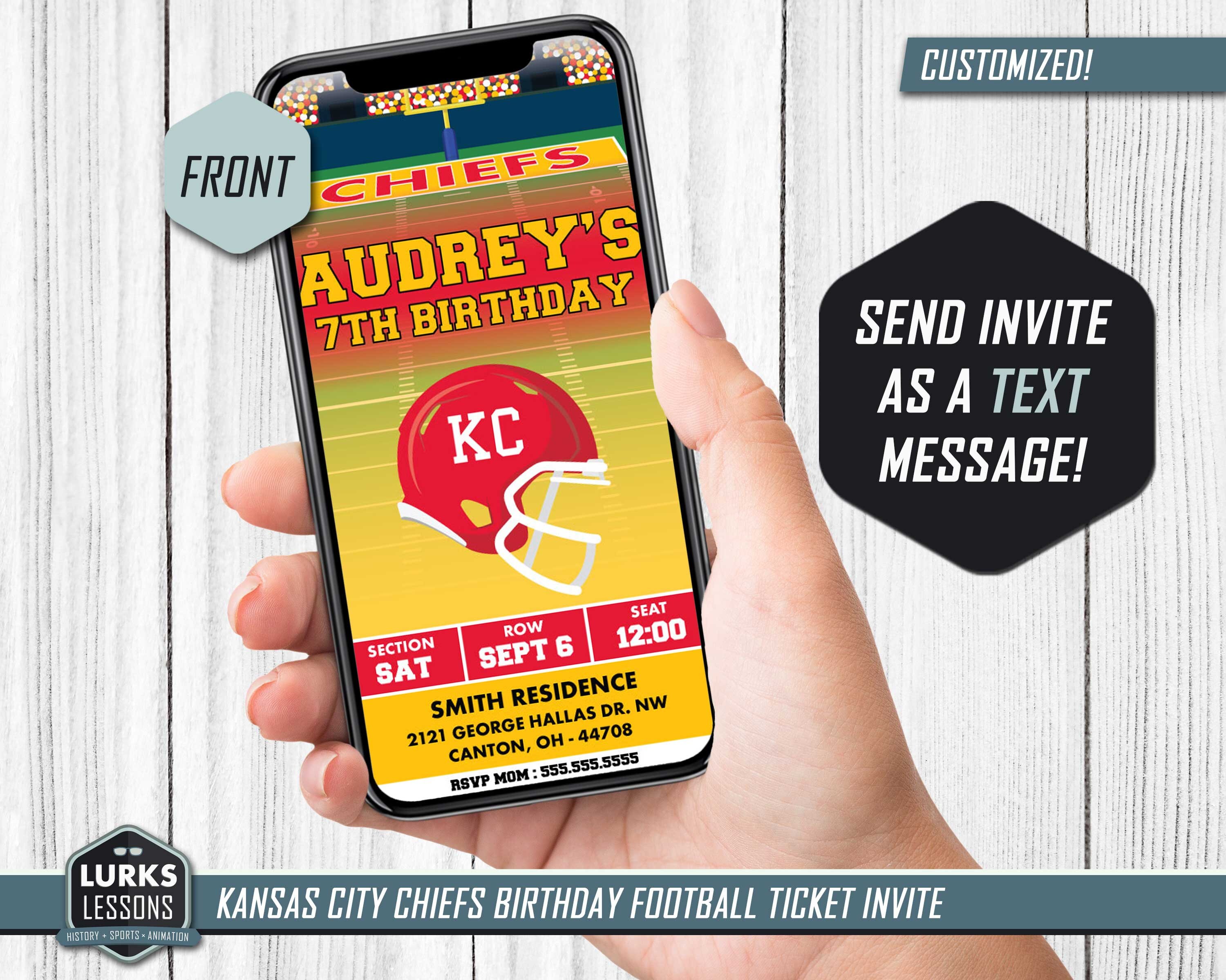 Kansas City Chiefs Themed Birthday Ticket Invite Digital Download ...