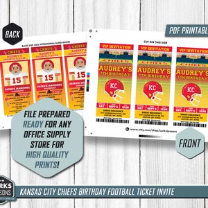 Kansas City Chiefs Themed Birthday Ticket Invite Digital Download ...