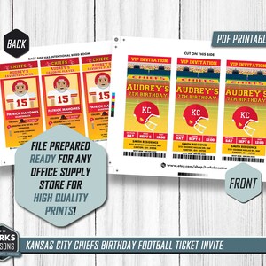 Kansas City Chiefs Themed Birthday Ticket Invite Digital - Etsy
