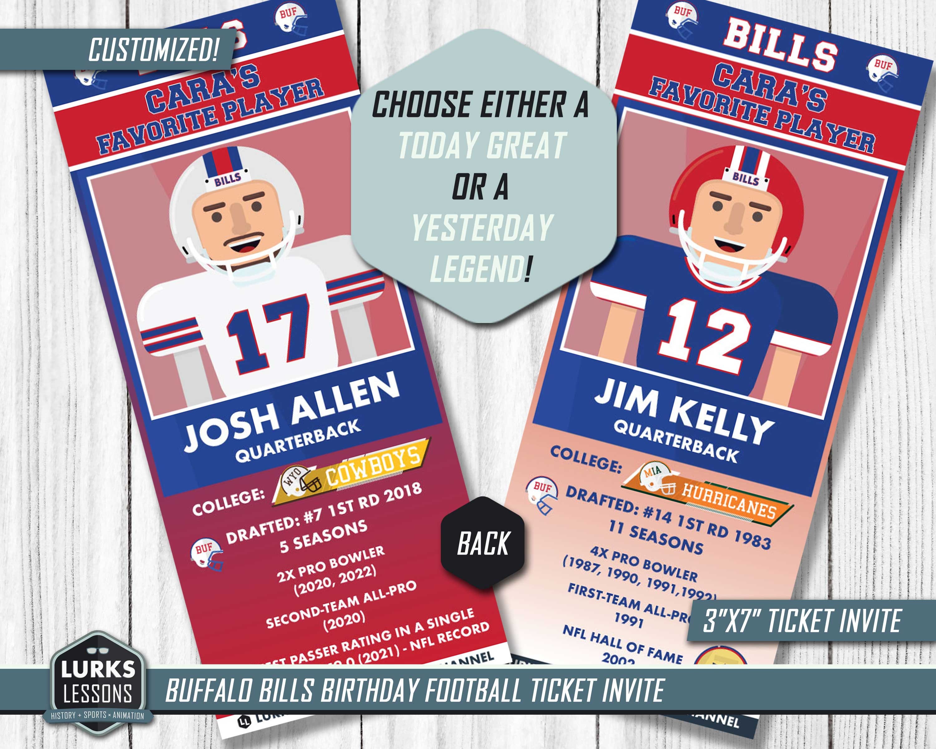 Buffalo Bills Themed Birthday Ticket Invite Digital Download Football ...