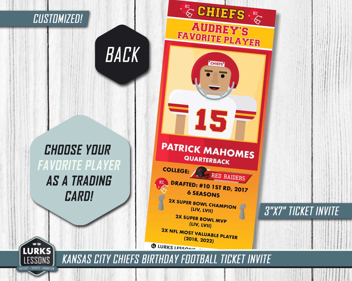 Kansas City Chiefs Themed Birthday Ticket Invite Digital Download ...
