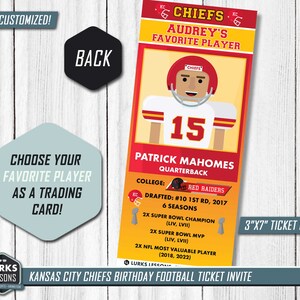 Kansas City Chiefs Themed Birthday Ticket Invite Digital Download ...