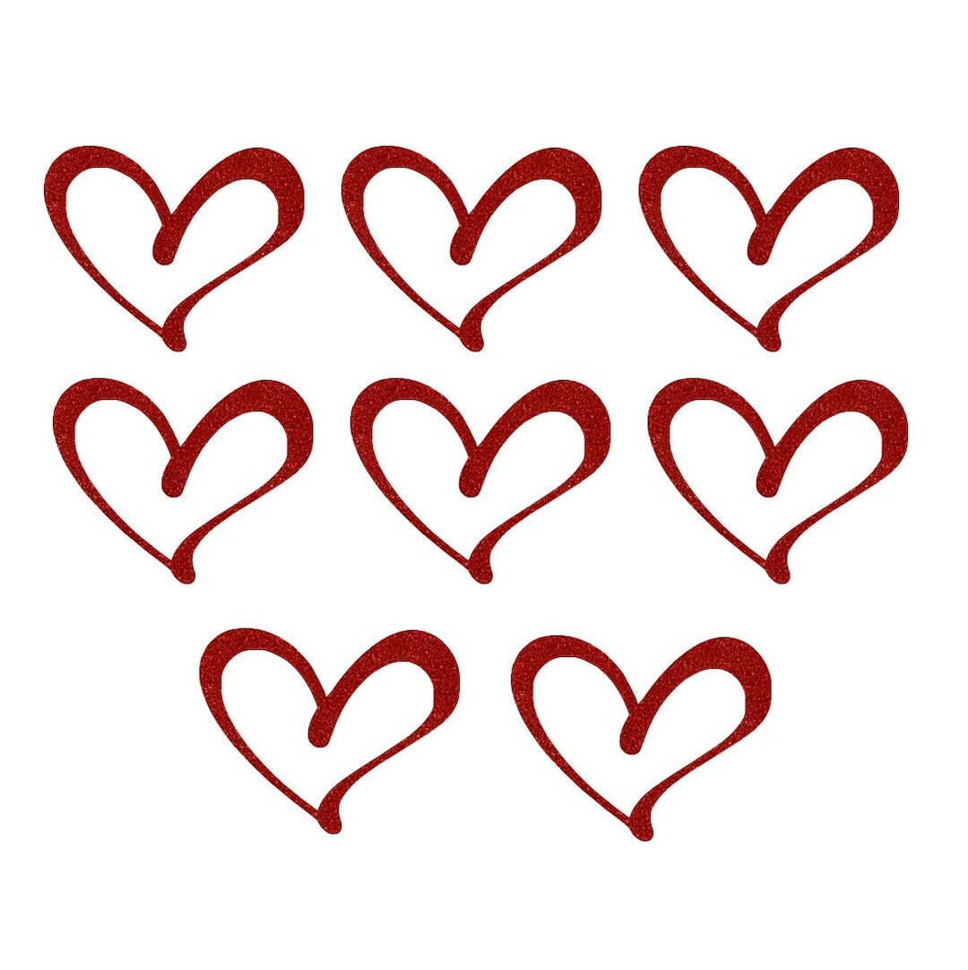 Heart Iron on Decals, 8 Open Hearts, Iron on Patches, Heat Transfer ...